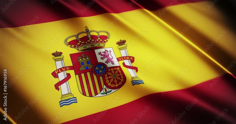 Spain realistic national flag seamless looping waving animation Видео ...