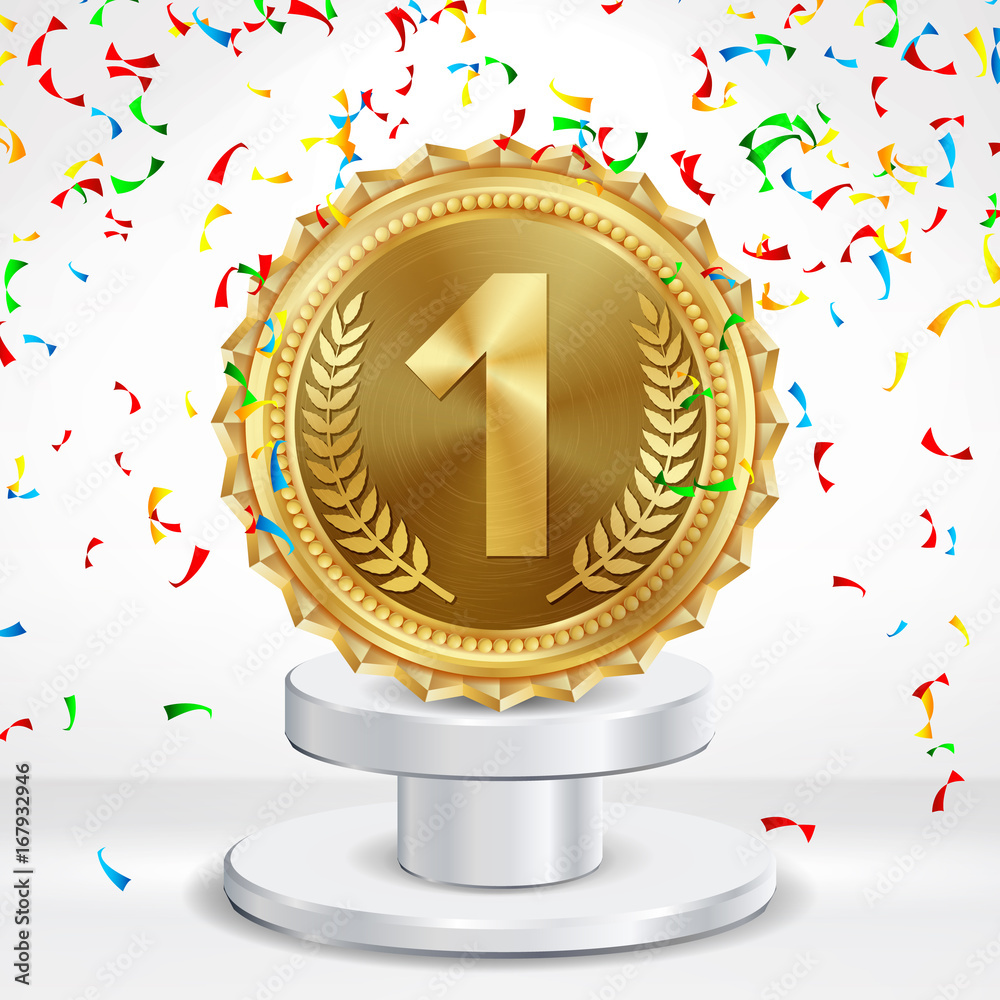 Winner 1st Place Vector. Competition Game Golden Achievement. Winner ...