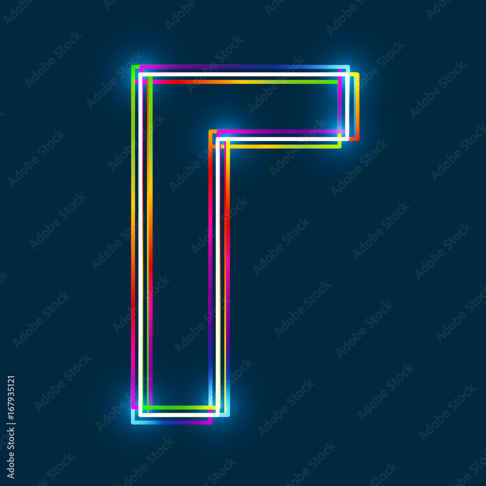 Greek Capital Letter Gamma. Multicolor outline font with glowing effect ...