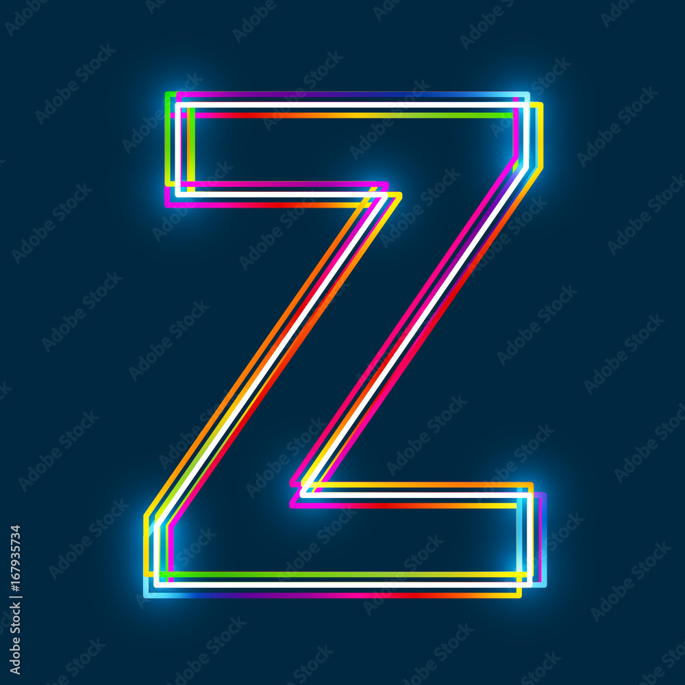 Greek Capital Letter Zeta. Multicolor outline font with glowing effect ...