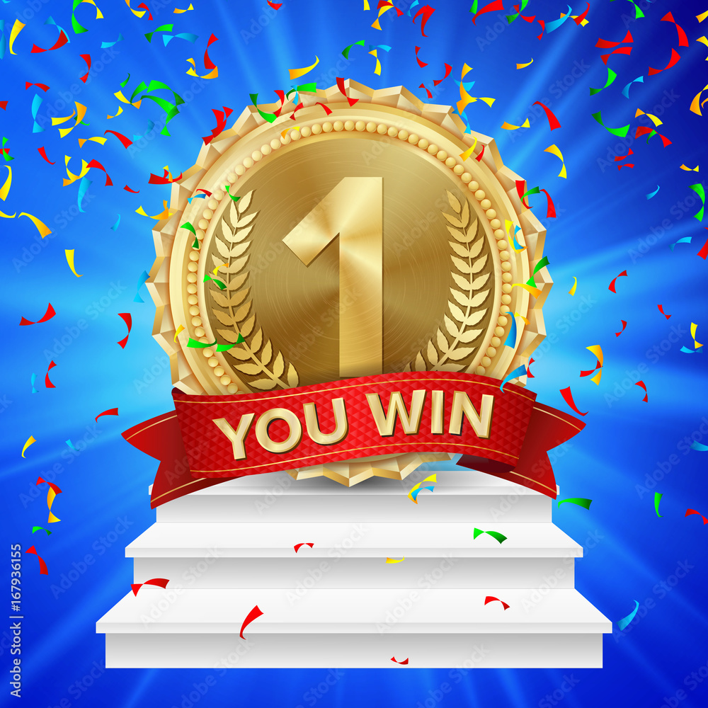 1st Place Winner Vector. Gold Medal Realistic. First Placement ...