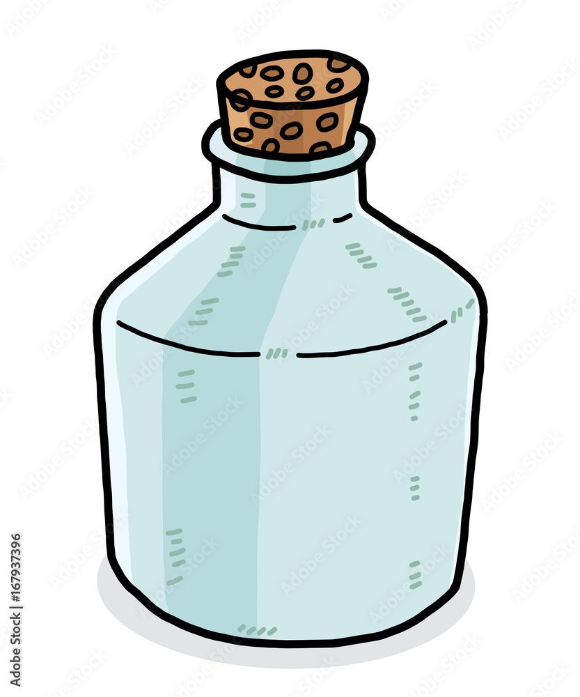 cork glass bottle / cartoon vector and illustration, hand drawn style ...