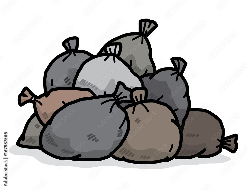 stack of waste bags / cartoon vector and illustration, hand drawn style ...