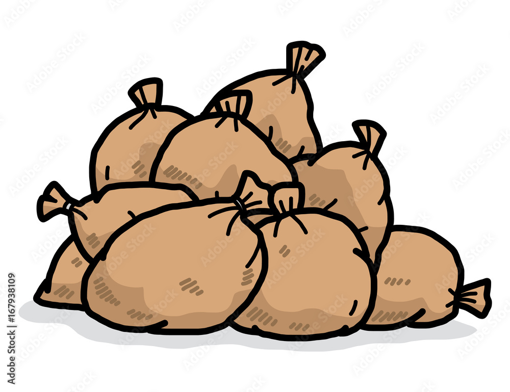pile of brown sacks / cartoon vector and illustration, hand drawn style ...