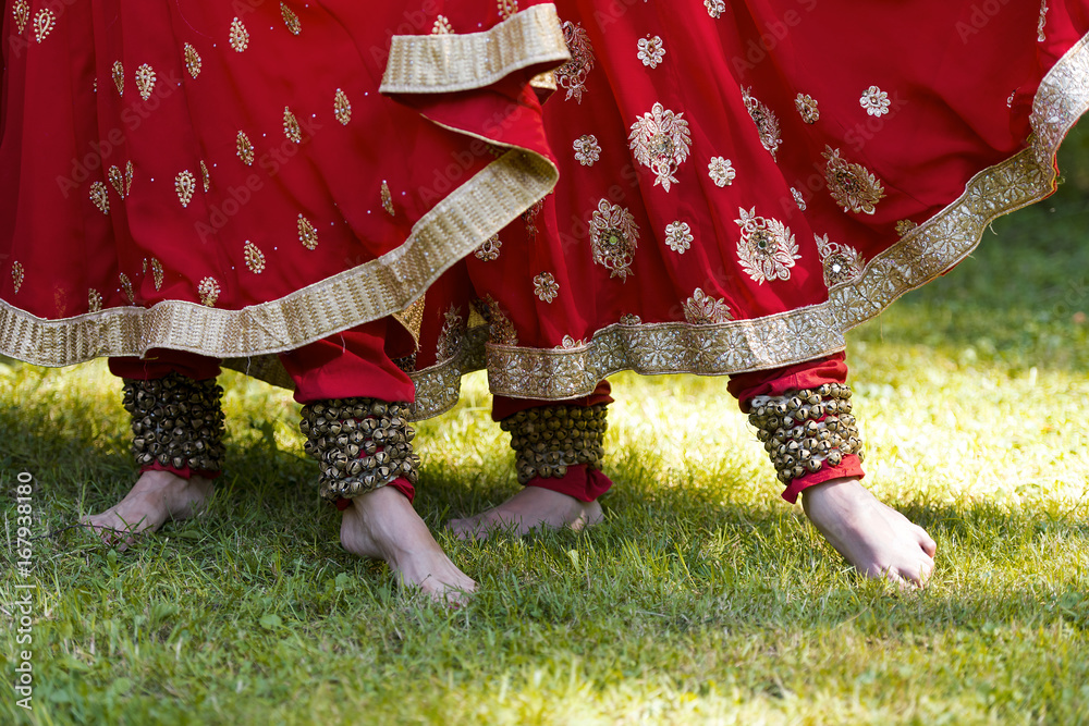 Indian women dressed in traditional sari at a park in India Stock Photo ...
