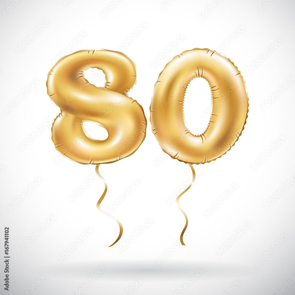 vector Golden number 80 eighty balloon. Party decoration golden ...