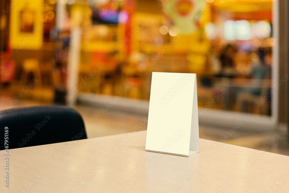 Mock up Label the blank menu frame in Bar restaurant ,Stand for ...
