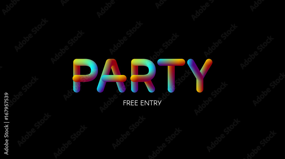 3d iridescent gradient Party sign. Stock Vector | Adobe Stock