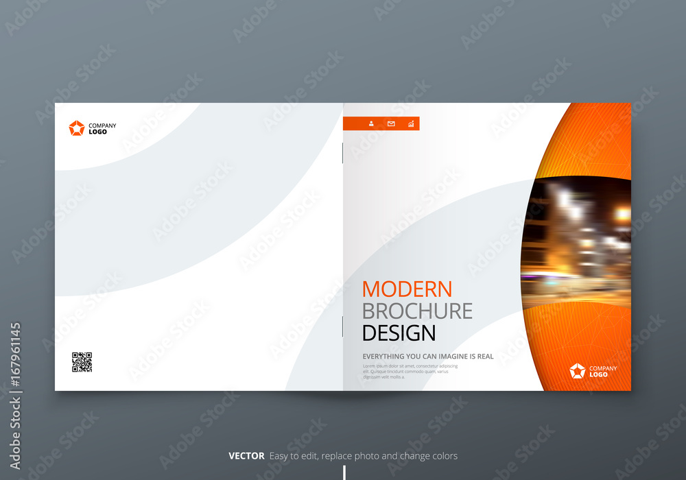 Square Brochure design. Orange corporate business rectangle template ...