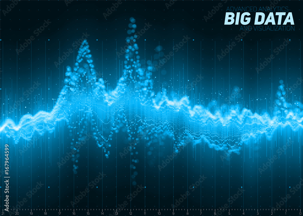 Vector abstract blue financial big data graph visualization. Futuristic ...