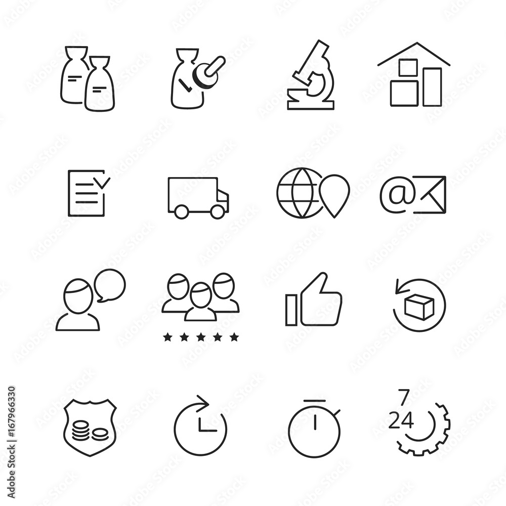 Set of line icons for manufacturing and production / Icons of whole ...