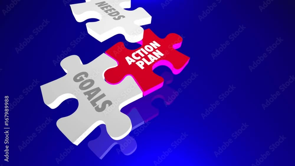 Action Plan Steps Goals Resources Puzzle Pieces 3d Animation Stock ...