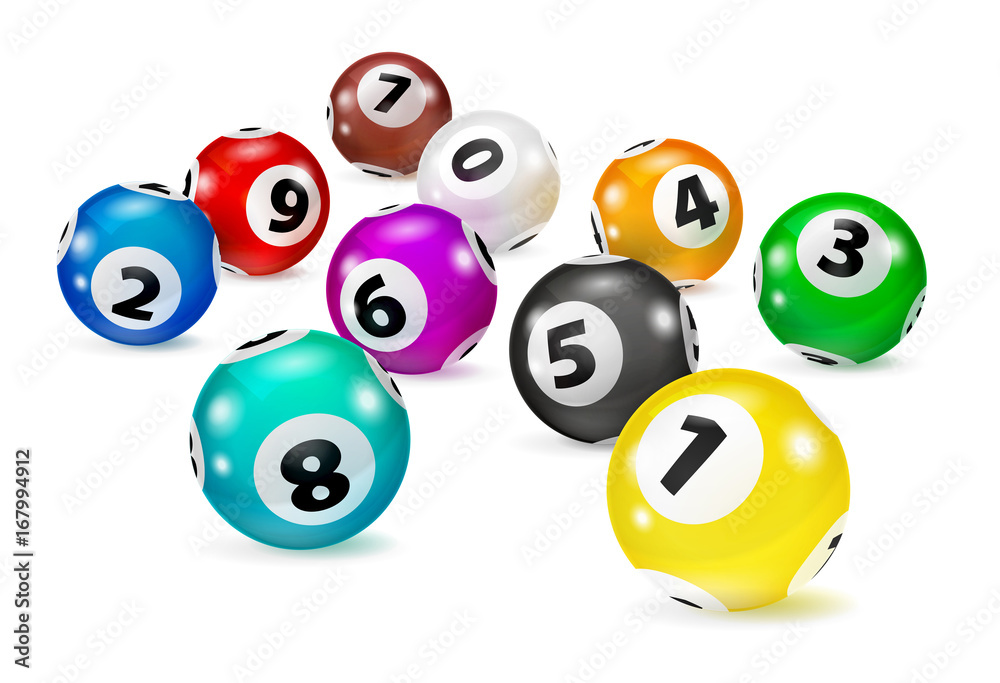 Illustration Colorful Bingo balls lie in random order. Lottery Number ...