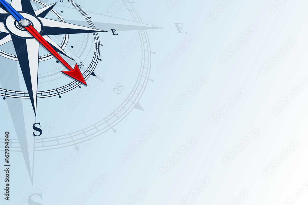 Compass southeast. Compass with wind rose, the arrow points to the ...