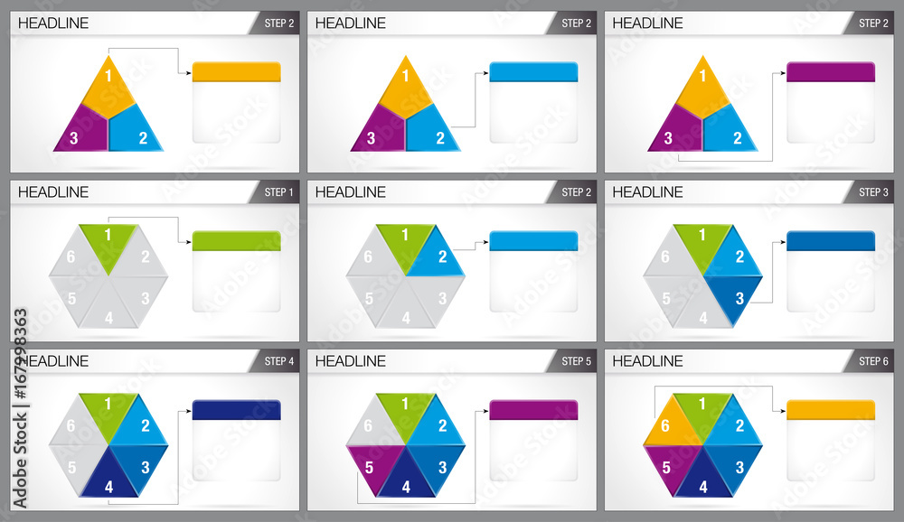 Triangle shaped pie divided into 3 equal parts and hexagonal pie ...
