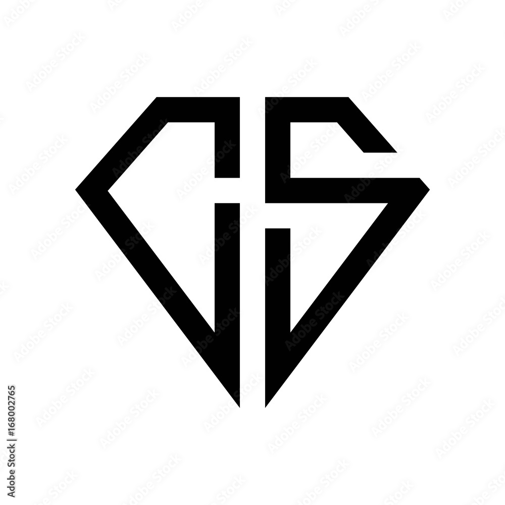 initial letters logo cs black monogram diamond pentagon shape Stock ...