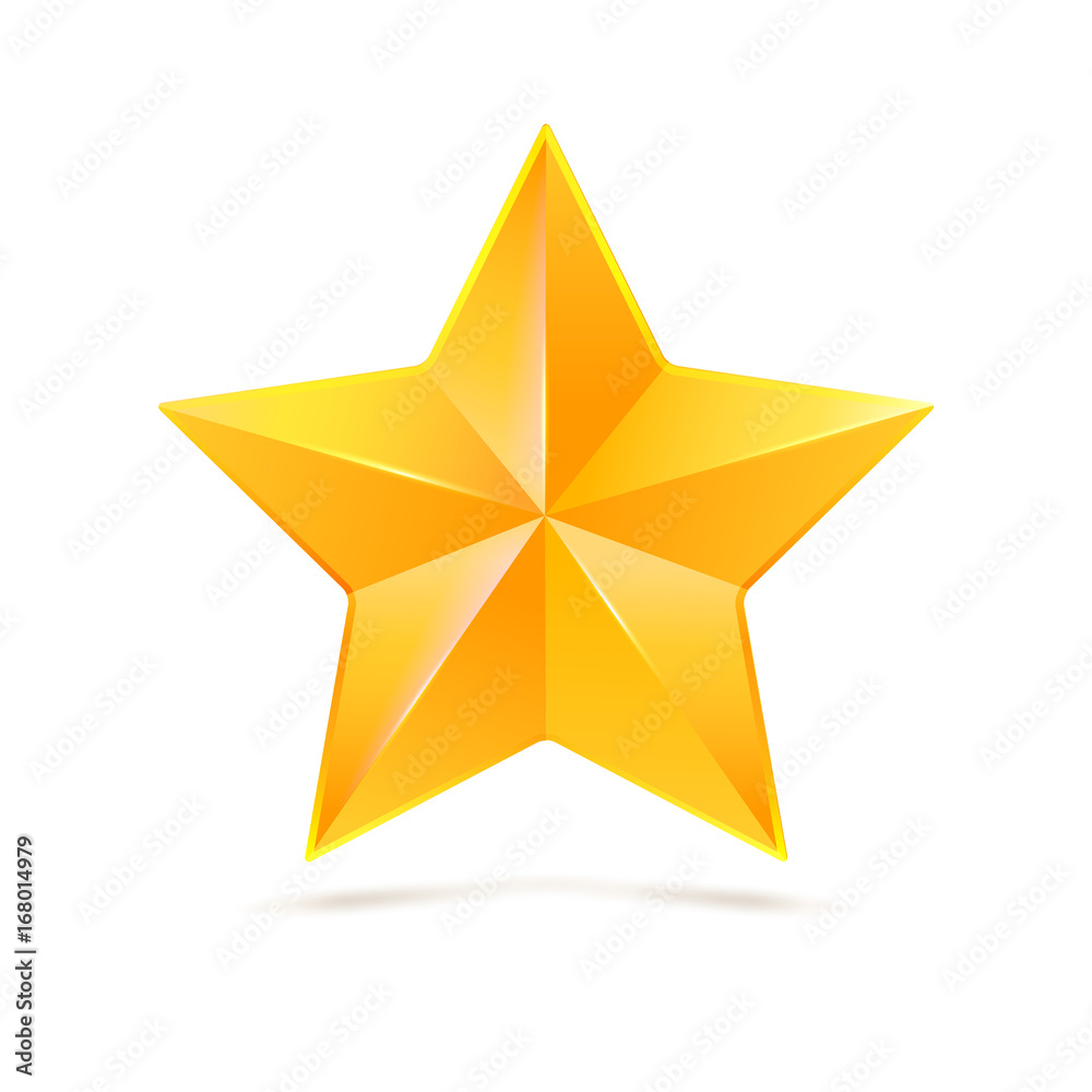 Realistic yellow five-pointed star. Symbol of victory in competitions ...