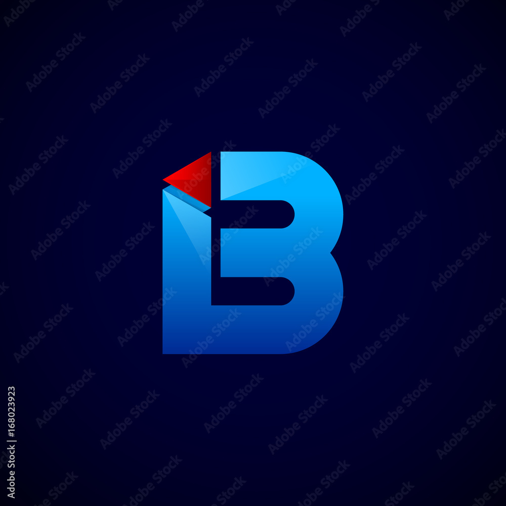 Letter B with Modern glossy and Triangle logo, Arrow and forward ...