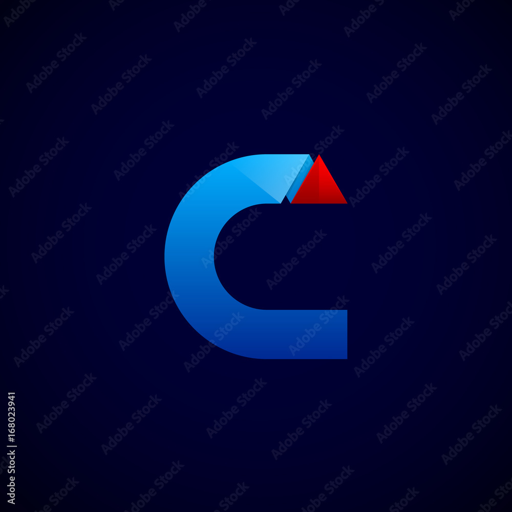 Letter C with Modern glossy and Triangle logo, Arrow and forward ...