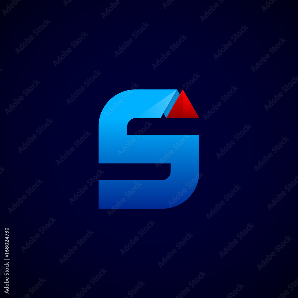 Letter S with Modern glossy and Triangle logo, Arrow and forward ...