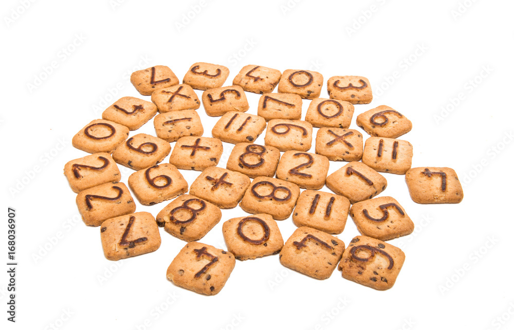 Biscuits with numbers isolated Stock Photo | Adobe Stock