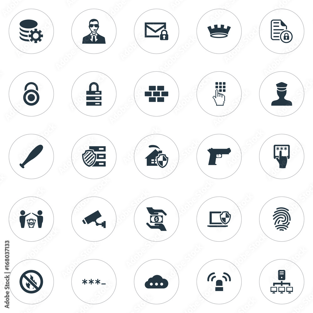 Vector Illustration Set Of Simple Protection Icons. Elements Signal ...