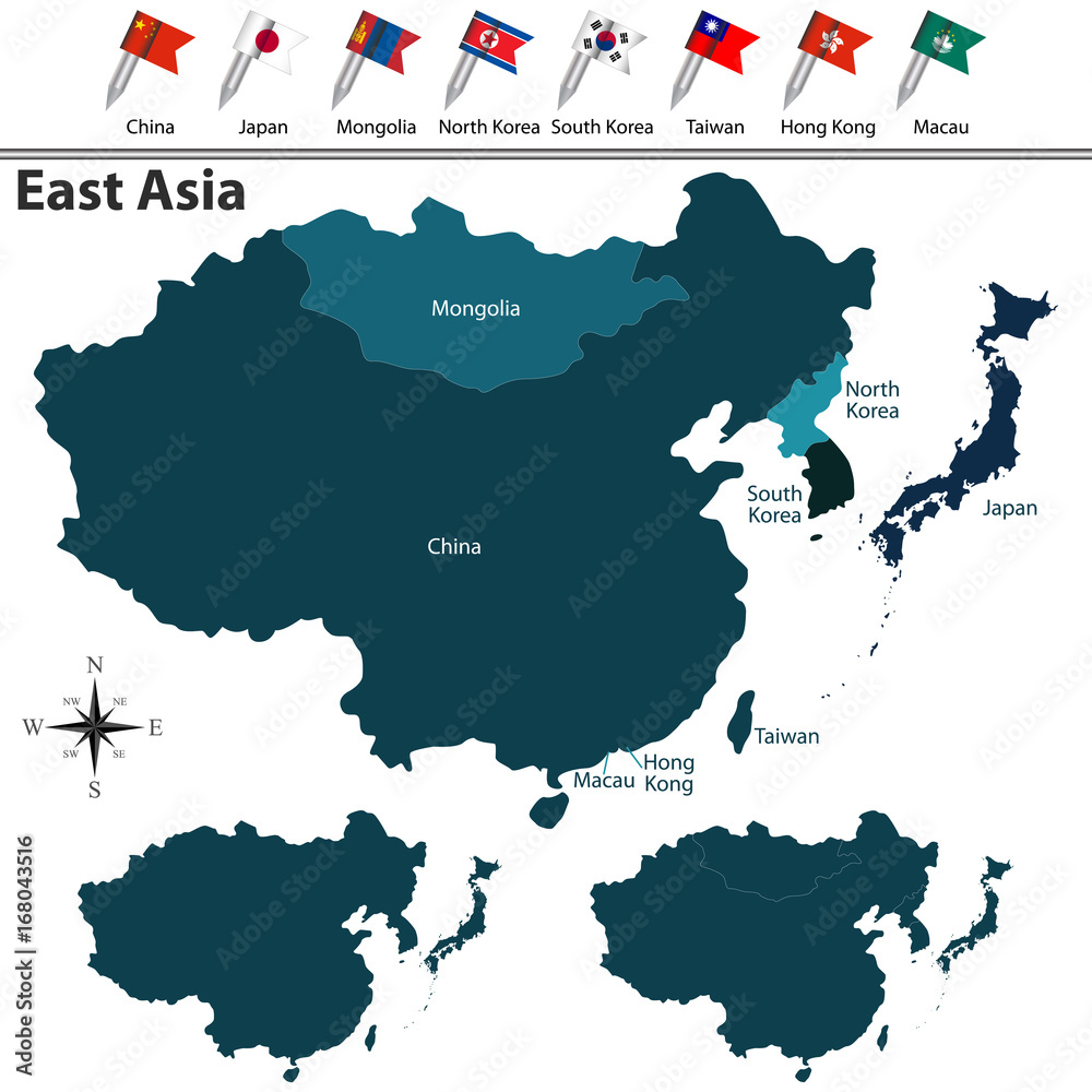 Political map of East Asia Stock Vector | Adobe Stock