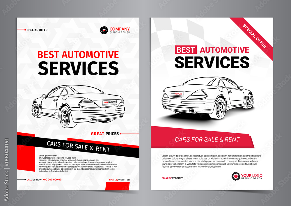 Set of AUTOMOTIVE SERVICES layout templates, cars for sale & rent ...