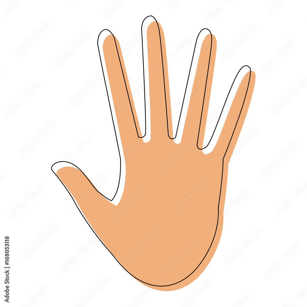 hand showing five finger waving gesture icon vector illustration Stock ...