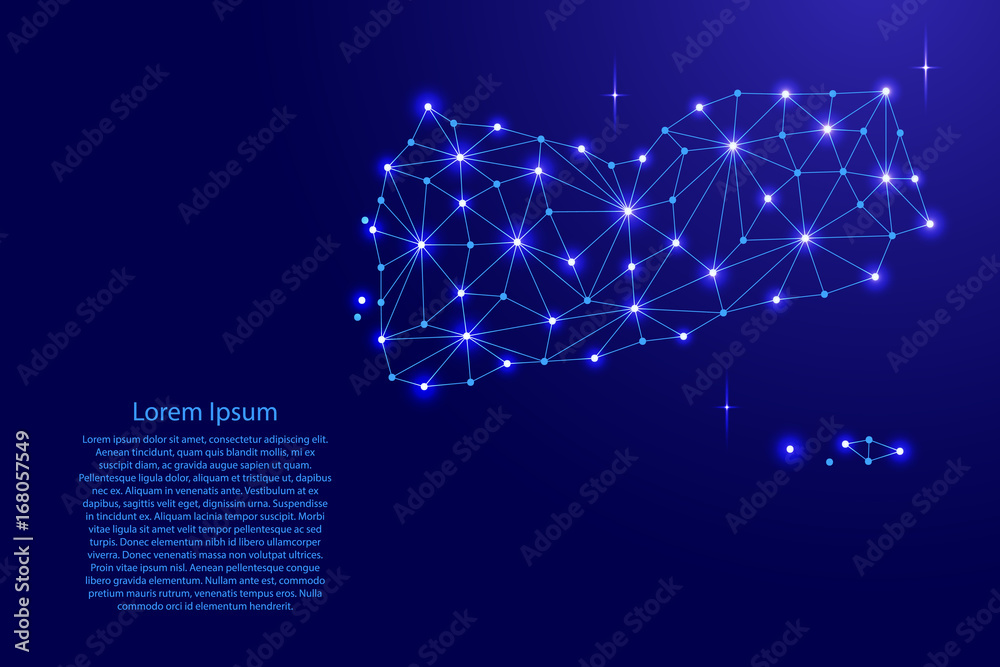 Yemen map of polygonal mosaic lines network, rays and space stars of ...
