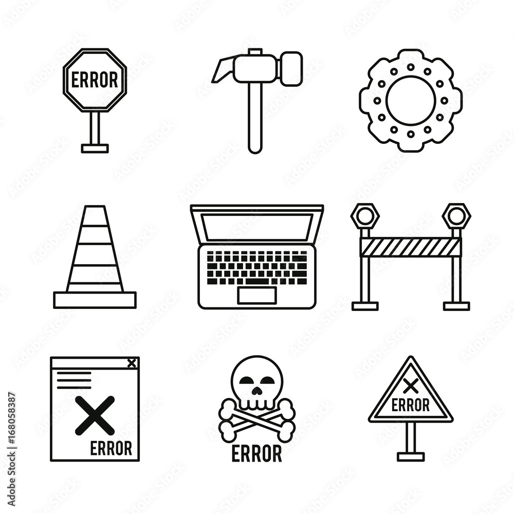 white background with monochrome icons of daily error signals vector ...