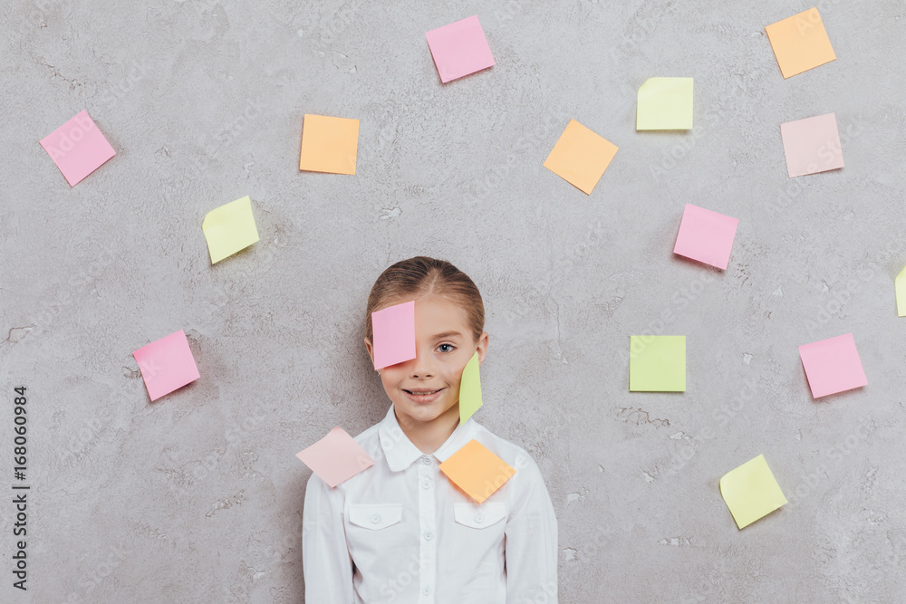 child with stickers on face Stock Photo | Adobe Stock