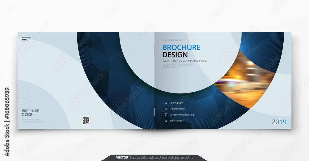 Landscape cover design. Blue corporate business rectangle cover ...