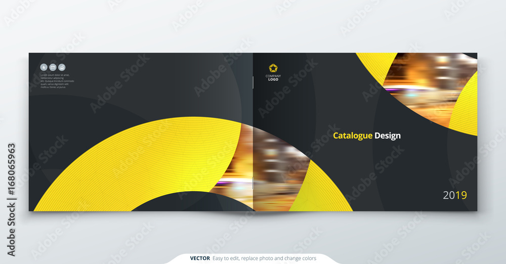 Landscape Catalog design. Yellow corporate business rectangle template ...