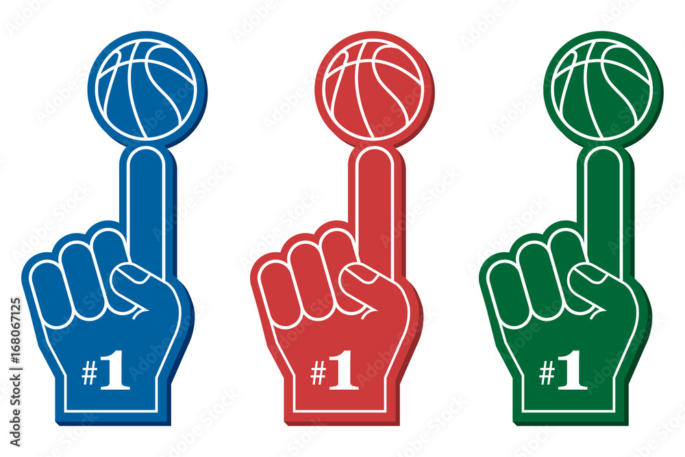 Basketball fan, Number 1 fan. Red foam finger, vector illustration ...