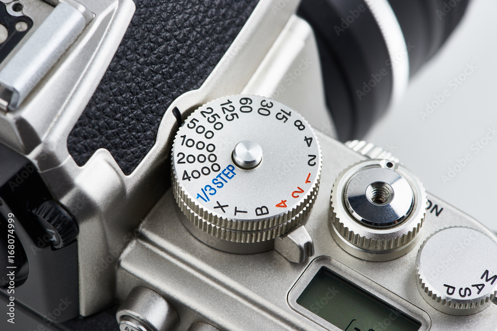 Buttons and control dial shutter speed on SLR camera Stock Photo ...