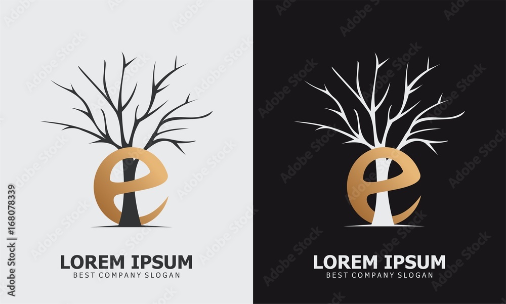 e tree logo design Stock Vector | Adobe Stock