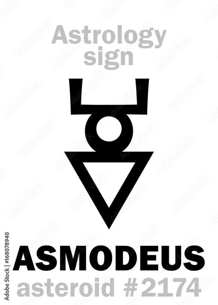 Vecteur Stock Astrology Alphabet: ASMODEUS (Hashmedai), asteroid #2174 ...