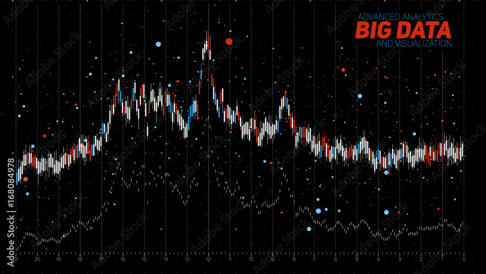 Vector abstract financial big data graph visualization. Stock index ...