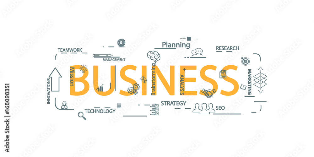 Vector creative illustration of business word lettering typography with ...