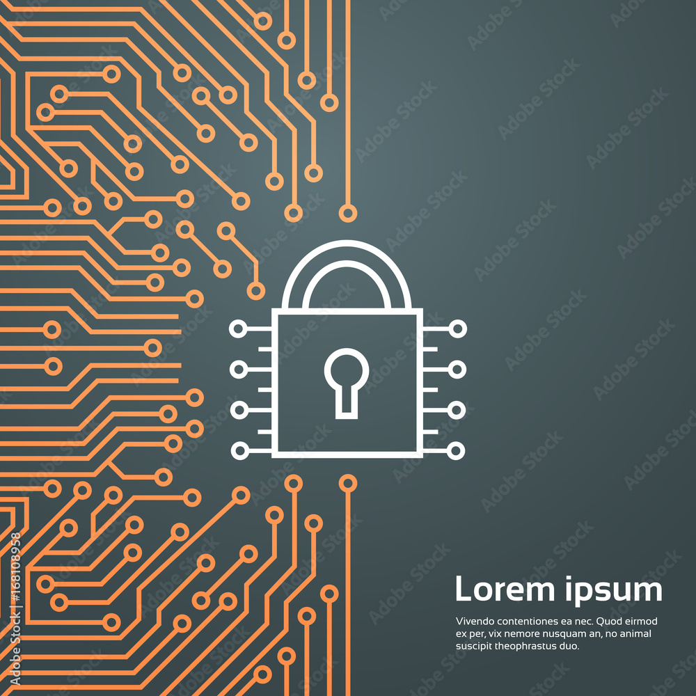 Lock Network Data Protection System Concept Banner Vector Illustration ...