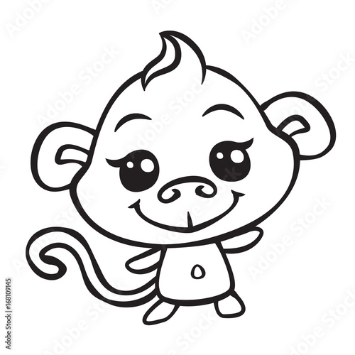Cute Monkey Clip Art Black And White