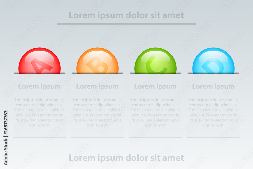 Four topics of colorful 3d marble circles insert white template for ...