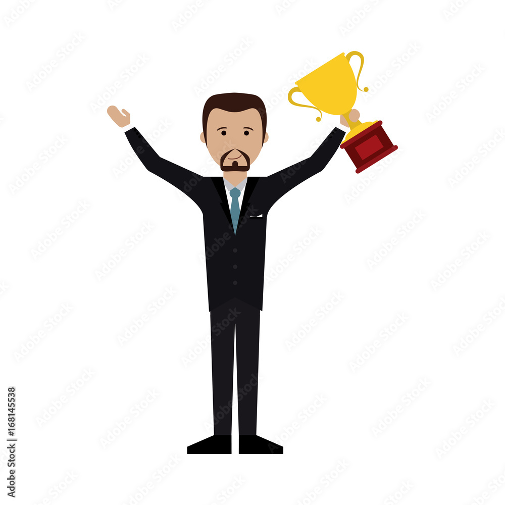 businessman lifting trophy icon image vector illustration design Stock ...
