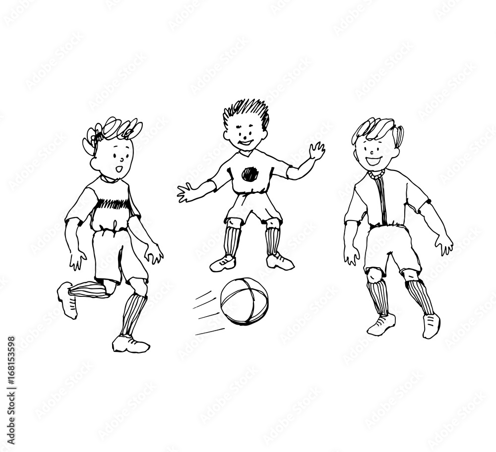 Kids Playing Soccer Clip Art Black And White