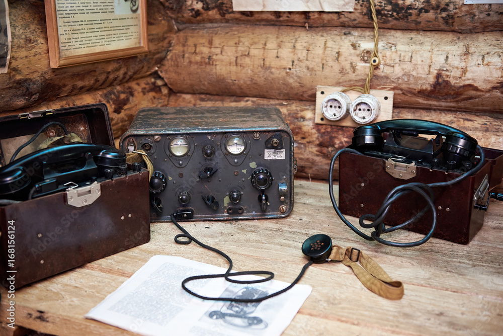 Military radio station and telephone of soviet partisans in war Photos ...