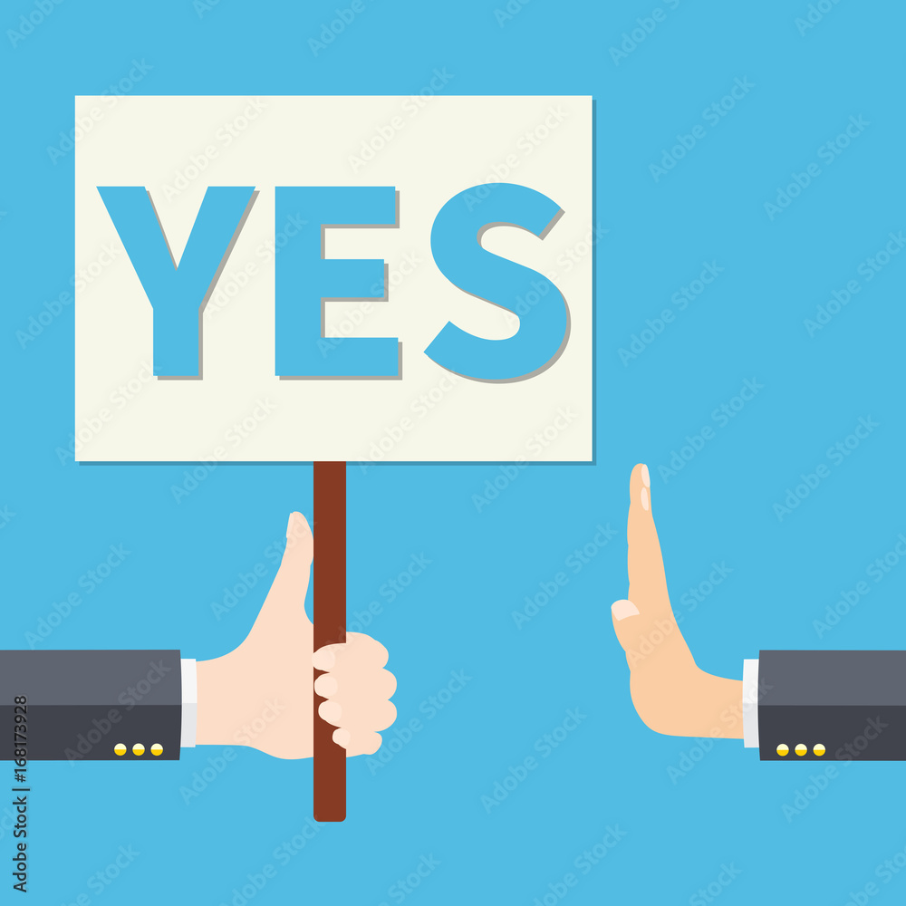 Hand holds YES sign Stock Vector | Adobe Stock