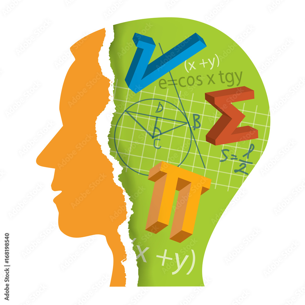 Mathematics Student Head Slilhouette. Stylized Male Head silhouette ...