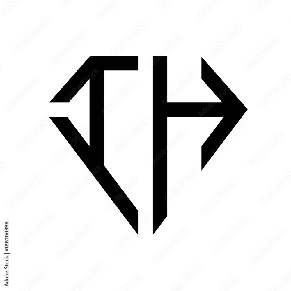 initial letters logo ih black monogram diamond pentagon shape Stock ...