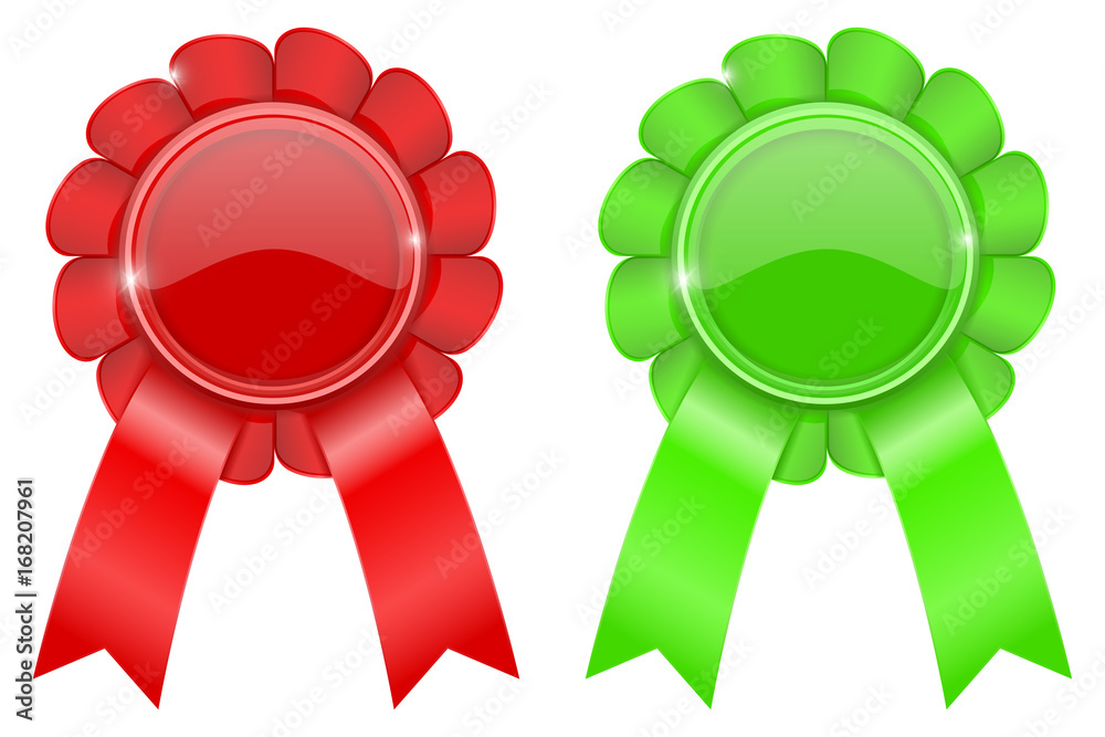 Red and green award signs. Shiny 3d prize symbols Stock Vector | Adobe ...